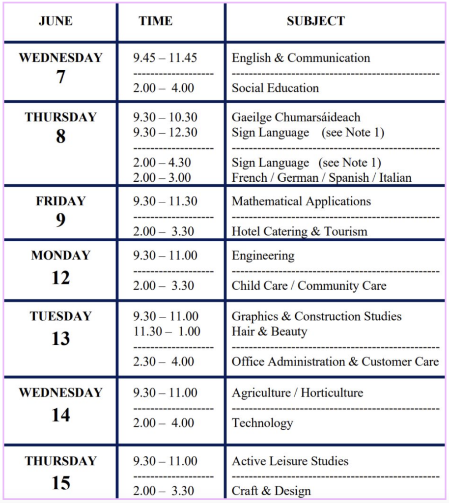 Leaving Cert Timetable 2023 - Breakthrough Maths